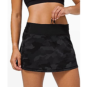 Lululemon Athletica Pace Rival MR Skirt (Heritage 365 Camo Deep Coal Multi/Black, Size 14)
