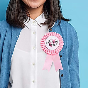 Mommy to be Tinplate Badge Pin -Mom to be Baby Shower Button New Mom Gifts Gender Reveals Party Baby Girl Pink Rosette Button Baby Celebration ( Pink)