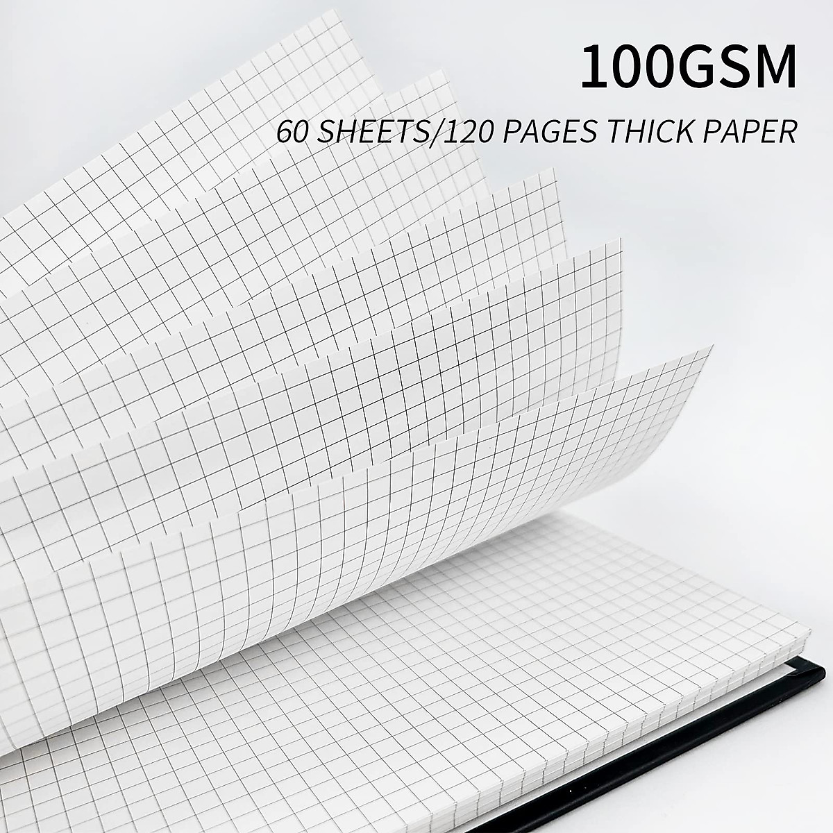 Rinrda Graph Paper Notebook Spiral Notebook 8.5" x 11"-4 Pack Grid Paper Notebook Graph notebook Engineering notebook 120 Pages 100 GSM Thick Graphing Paper Notebook Hardcover Journal for School,