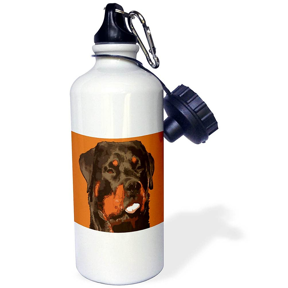 3dRose Cartoon Style Nerdy Rottie Sticking Tongue Out - Water Bottles (wb_357086_1)