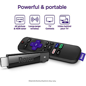 Roku Streaming Stick+ Streaming Device with Long-Range Wireless and Roku Voice Remote with TV Controls HD/4K/HDR & Bundle Swanky Cables HDMI Cable (Roku Streaming Stick), 3810-R