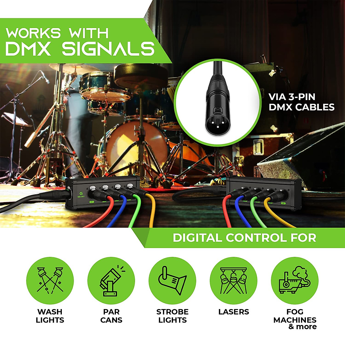 GearIT 4 Channel Multi Network 3-Pin XLR/DMX/AES-EBU To Ethercon-Compatible RJ45 Cat5/Cat6 Ethernet Extender For Live Stage, Sound, Lighting, Audio Recording Studio (1 Pair: 4 XLR Male + 4 XLR Female)