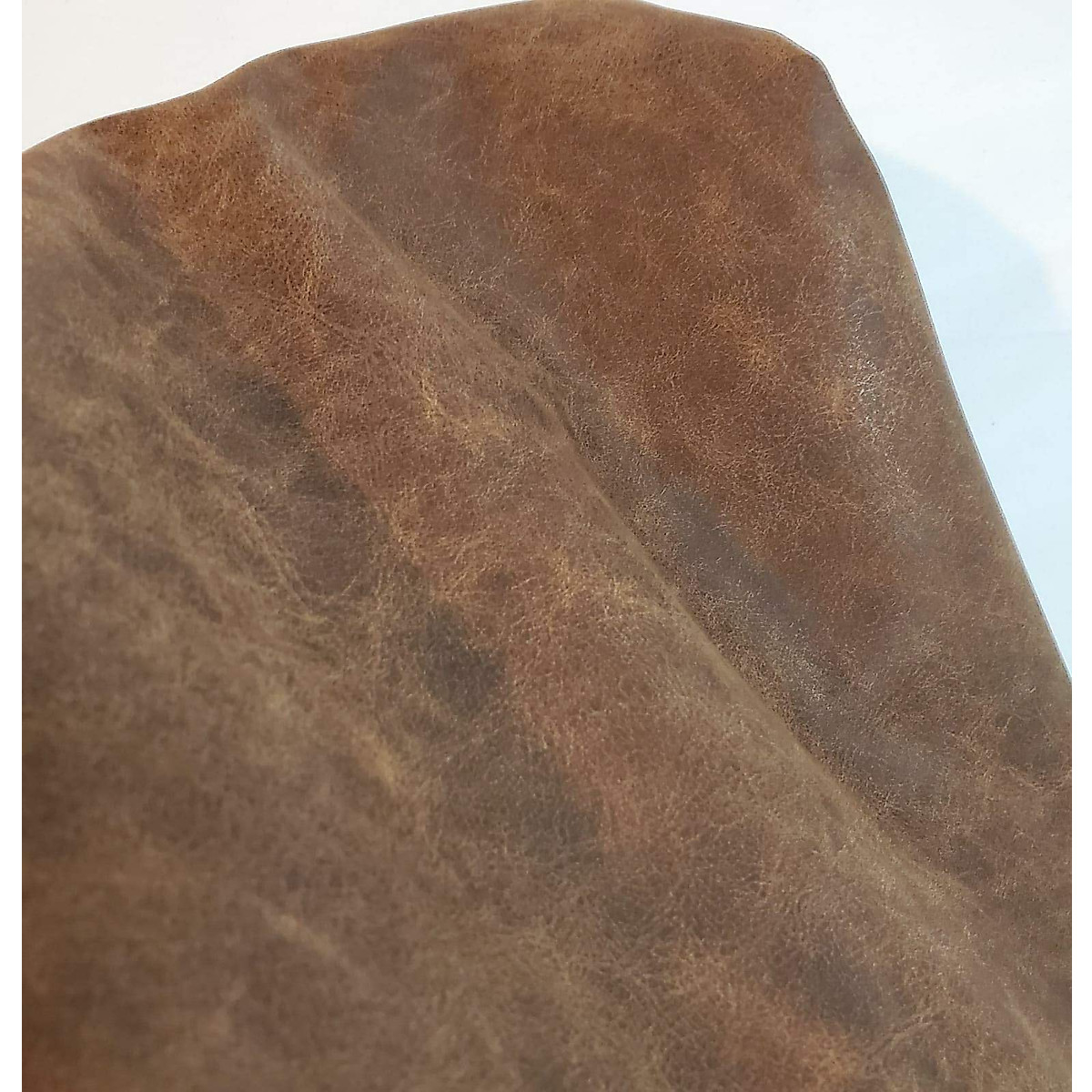 Brown Distressed Vintage Vegan Faux Leather Fabric Sheet Synthetic Pleather 0.9 mm 1/2 Yard 18 inch x 54 inch Soft Smooth Upholstery Half Yard (18" x 54") (Brown Distressed)