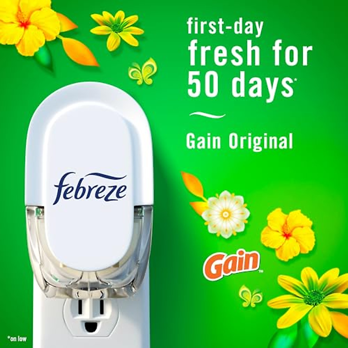 Febreze Odor-Fighting Fade Defy PLUG Air Freshener, Downy April Fresh, Gain Original, Linen & Sky, (3) .87 fl. oz. Oil Refills
