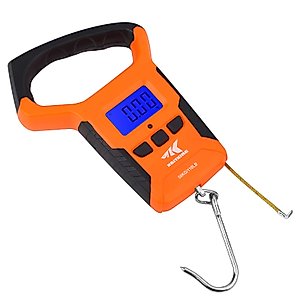 KastKing Fish Scale, Water Resistant Digital Scale with Ruler, 110lb Capacity, Dual Mode – Pounds/Ounces & Kilograms, Light, Strong ABS Frame, Non-Slip Handle, Retractable 38 inch Tape Measure