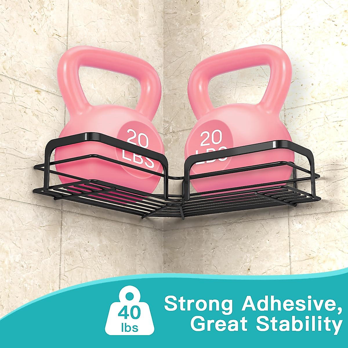 WishJazz Corner Shower Caddy, 6-Pack Adhesive Shower Organizer with Toothbrush Holder, Rustproof Stainless Steel Shower Shelf for Bathroom Storage&Home Decor&Kitchen, Shower Rack for Inside Shower