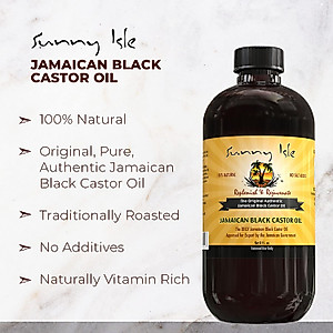 Sunny Isle Jamaican Black Castor Oil 8oz - Plastic PET Bottle | Hair Growth Oil, Eyebrows & Eyelashes, Scalp and Nail Care | Skin Conditioning