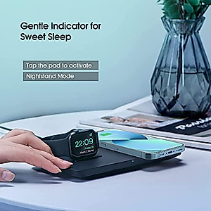 2 in 1 Wireless Charger Station, Fast Chargeur Wireless Charger Stand, Fully-Charged in 3.5H, Compatible with iPhone 8 to 14 pro, Nightstand Mode for Watch Series((No Adapter and Watch Cable)