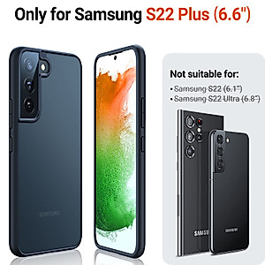 TORRAS Shockproof Galaxy S22 Plus Case, Military Grade Drop Tested, Translucent Matte, Slim Protective, 5G Guardian, Black