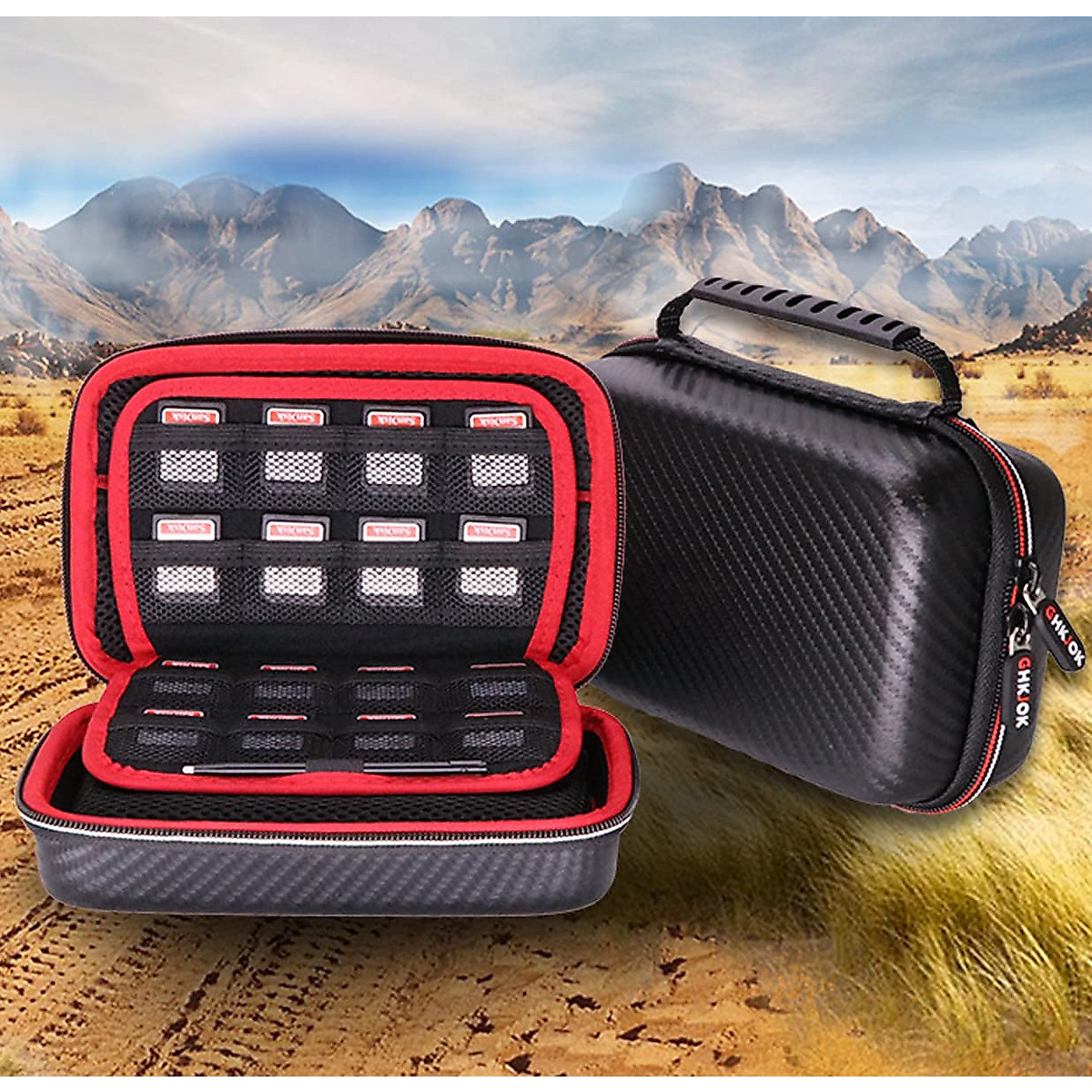 VSEER Carrying Case for New Nintendo 3DS XL / New 2DS XL, Hard Protective Shell Travel Case for Nintendo 3DS/3DS XL/New 3DS/New 3DS XL- [Black/Red]