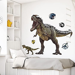 3D Dinosaurs Wall Stickers, Giant Dinosaurs Wall Decals, HOLENGS Peel and Stick Removable Wall Decor for Boys Kids Bedroom Living Room Playroom Wall Decoration