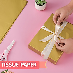 50 Sheets Gold Tissue Paper for Gift Bags - 14 x 20 Inches Recyclable Gold Wrapping Paper for Weddings Birthday DIY Project Christmas Gift Wrapping Crafts Decor