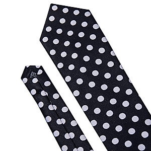 Barry.Wang Men's Fashion Polka Dot Woven Tie Set Black