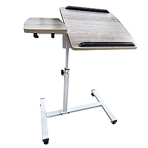 COSDACE Foldable Laptop Table for Sofa, Adjustable Height Desk Table Workstation Rolling Table, Portable Overbed Mobile Computer Table with Wheeled & Metal Frame for Home, Office, Study