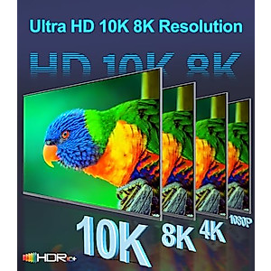 Sniokco 10K 8K HDMI 2.1 Cable 16FT, Certified 48Gbps Ultra High Speed HDMI® Cable 4K 240Hz 165Hz 120Hz 8K 60Hz eARC HDCP2.3 HDR10+ Compatible with PC TV Monitor Projector Ro-ku Sky-Q PS5 X-Box