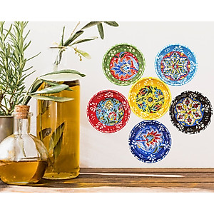 Küchengeräte 6 pcs Hand Painted Turkish Ceramic Snack Bowls 3.35''/8.5cm-74ml/2.5 oz Decorative Ottoman Tulips Design Multi-Purpose Cute Set - Pinch Sauce Dipping Finger Small Serving Bowls