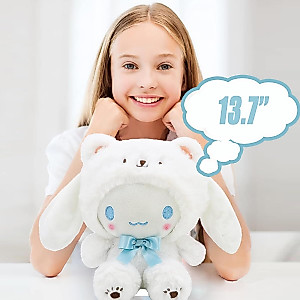 13.7" Cute Anime Plush Doll, Lovely Plush Stuffed Animal, Anime Cute Soft Plush Figure Toy, Pillow Plush Gift Filler Birthday Gift for Kids (White-Cinna)