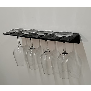 Wine glass holder, acrylic wall-mounted wine glass holder, tableware under the cabinet, wine glass holder and Glasses storage rack, kitchen cabinet storage rack (Black 2 pack)