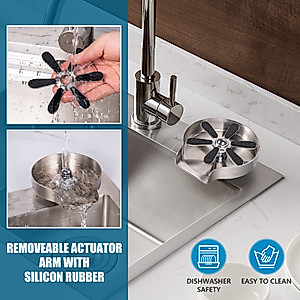 Ever Variety Glass Rinser for Kitchen Sink- Brushed Nickle Kitchen Sink Glass Rinser- 304 Stainless Steel Glass Washer for Kitchen Sink- Baby Bottle Rinser Sink Attachment with Silicon Arms