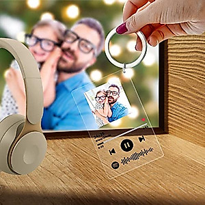 Custom Spotify Keychain with Picture,Custom Scannable Spotify Music Song Code Keychain, Photo Gift for Friends/Lover/Father/Mother/Kids, Square, 2'*3'