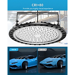 papsbox 4 Pack 500W UFO high Bay Lights,50000LM 6500K Super Bright Daylight White highbay led Light Fixture,110V Area lamp IP65 for Shop Garage Warehouse Workshop Gym Factory Commercial Lighting