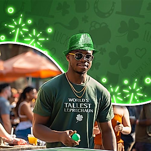 Windy City Novelties Glittering Green Sequin Fedora - St. Patrick's Day Party Hat for Celebrations & Stylish Nights Out