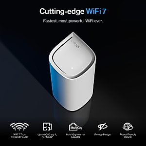 Linksys Velop Pro 7 WiFi Mesh System | One Cognitive Mesh Tri-Band Router with Over 10 Gbps Speeds | Whole Home Coverage up to 3,000 sq. ft. | Connect 200+ Devices | 1 Pack MBE7001 | 2023 Release