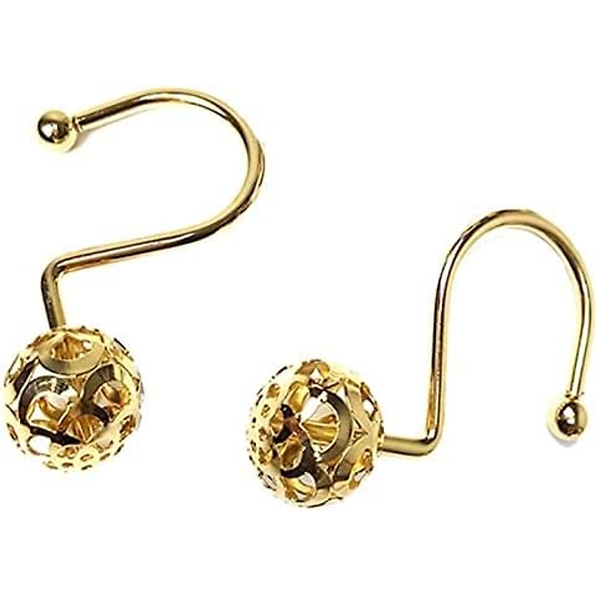 12 Count Gold Shower Curtain Rings Hooks Easy Roller Ball Shower Curtain Rings Hooks