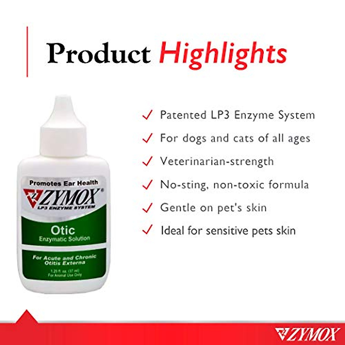 Pet King Brands Zymox Otic Enzymatic Solution for Dogs and Cats to Soothe Ear Infections Without Hydrocortisone for Itch Relief, 1.25oz