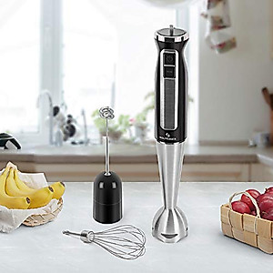 SOLTRONICS 3-in-1 Hand Blender, 3-in-1, 8-Speed 500 Watts Stick Blender with Milk Frother, Egg Whisk for Smoothies, Coffee Milk Foam, Puree Baby Food, Sauces and Soups, BPA-Free, Black