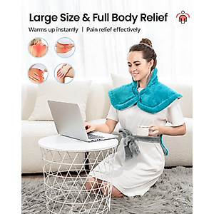RENPHO Extra Large Heating Pad for Back Pain Relief, FSA HSA Eligible, Retirement Christmas Gifts for Mom Dad Her Him, Weighted Electric Heat Pads for Neck and Shoulders, ETL Certified, Gray Green