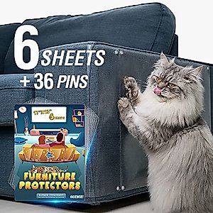 Conlun Cat Scratch Furniture Protector - Anti Scratch Protectors from Cats - Cat Scratch Deterrent Tape - Cat Couch Corner Protectors - Clear Couch Corner Protectors for Cats for Sofa, Door,6-Pack