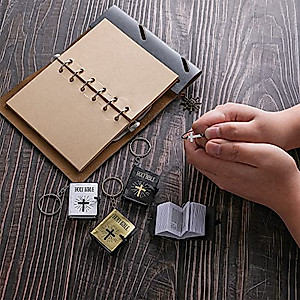 cobee Bible Keychain, 12 Pcs Mini Holy Bible Keychains Religious Jesus Key Chains Small Holy Bible Key Ring Souvenir Christian Present for Baptism, Church, Communion, 1.5 x 1.2 x 0.5 inches