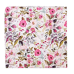 Newborn Baby Swaddle Blankets Headband Sets, Swaddle Sack, Receiving Blankets Infant Baby Gifts (Pink Flower, 0-3 Months)