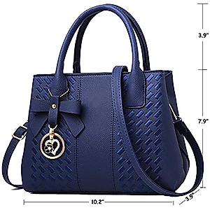 S.G Purses and Handbags for Women Fashion Ladies PU Leather Top Handle Satchel Shoulder Tote Bags (BLUE)