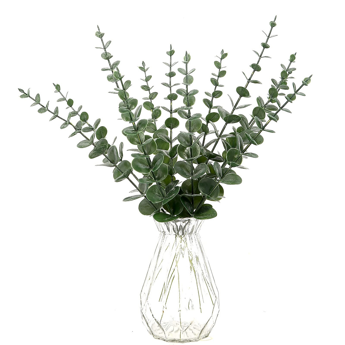 EZFLOWERY 12 Pcs Artificial Eucalyptus Leaves Stems Real Touch Green Leaf for Wedding Arrangements Bouquet Office Party Centerpieces Garden Outdoor Ceremony Floral Home Décor