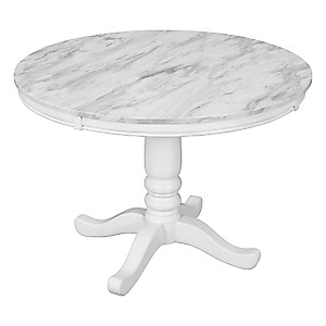 Goozio Round, Wood Kitchen 5 Pieces Table Set with 4 Chairs,for Dining Living Room,White