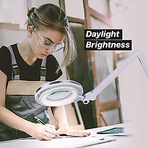 Brightech LightView Pro Magnifying Desk Lamp, 2.25x Light Magnifier with Clamp, Adjustable Magnifying Glass with Light for Crafts, Reading, Close Work - White