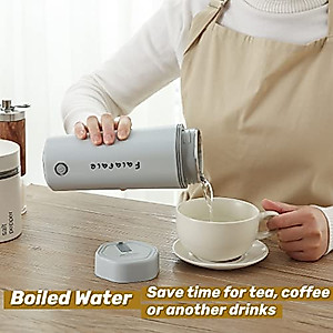 Falafale Compact Travel Electric Kettle, Portable Water Boiler, Heat Water Fast, Small Kettle for Tea Coffee Instant Ramen Automatic Shut off,11.8oz/350ml (Light Grey)