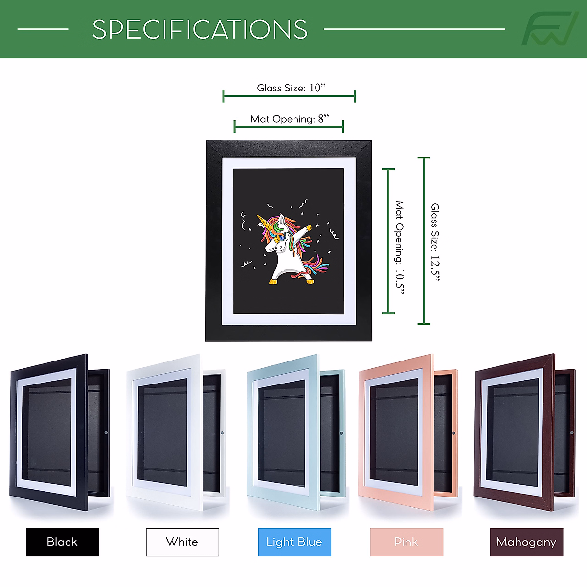 FrameWorks 10” x 12.5” Mahogany Wooden Kid Art Frame with Gallery Style Edges, Tempered Glass, and Elastic Straps
