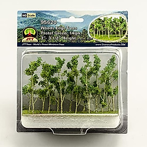 Woods Edge Trees Pastel Green 3'' to 3.5'' HO-scale 14/pk