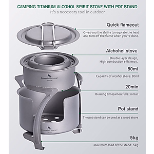 Boundless Voyage Camping Titanium Spirit Alcohol Stove with Pot Stand Backpacking Wood Stove Outdoor Mini Wood Furnace Burner Ti2013C