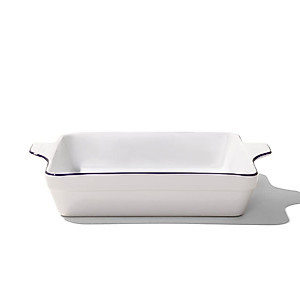Made In Cookware - Square Baking Dish - Navy Rim - Hand Crafted Porcelain - Professional Bakeware - Made in France