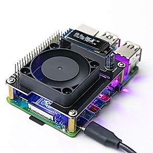 Yahboom Raspberry Pi Quiet Cooling Fan for Raspberry Pi 5 4B 3B+ 3B Intelligent Temperature Control Programmable RGB（OLED Display Include）