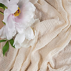 DOLOPL Beige Cheesecloth Table Runner 10FT Boho Gauze Table Runner 120inch Long Sheer Cheese Cloth Table Runner for Rustic Baby Shower Bridal Wedding Birthday Decorations