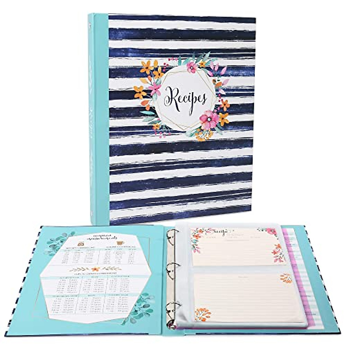 LotFancy Recipe Binder, 8.5” x 10”, with 60 Blank Recipe Cards 4x6, 30 Plastic Page Protectors, 3 Tabbed Dividers, 24 Labels - Kitchen Recipe Card Cookbook Binder Organizer Kit