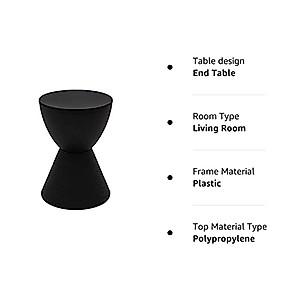 LeisureMod Modern Boyd Side Table Indoor and Outdoor Use, 16.75" H x 11.75" W x 11.75" D (Black)