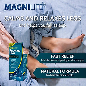 MagniLife Relaxing Legs, Natural Sleep Aid and Pain Reliever, Calms Jerks, Restlessness, and Discomfort - 125 Quick Dissolve Tablets