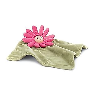 Jellycat Fleury Gerbera Pink Flower Soother, 13.5 inches | Security Blanket and Lovey for Babies | Baby Gift