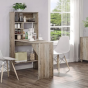 HOMCOM Nordic Style Computer Desk with Hutch and Storage Shelves PC Laptop Writing Table Home Office Workstation, Grey